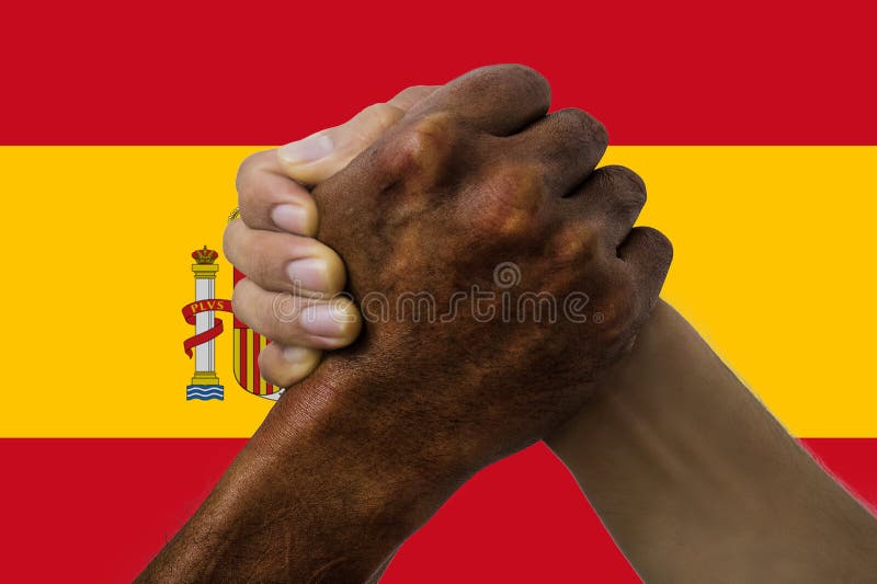 Spain Flag, Intergration of a Multicultural Group of Young People Stock ...