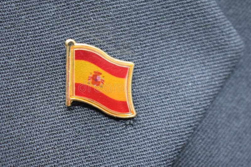 Spain Flag Lapel Pin on a Suit Stock Image - Image of national ...