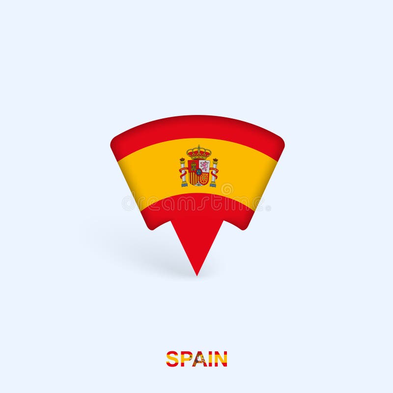 Spain Flag Map Pointer Design with Shadow Stock Vector - Illustration ...