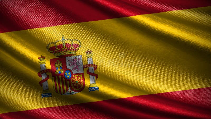 Spain Flag with Realistic Silky Wave Texture Stock Image - Image of ...