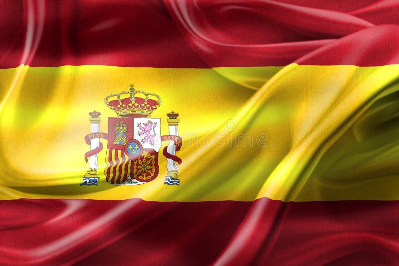 Spain Flag - Realistic Waving Fabric Flag Stock Illustration ...