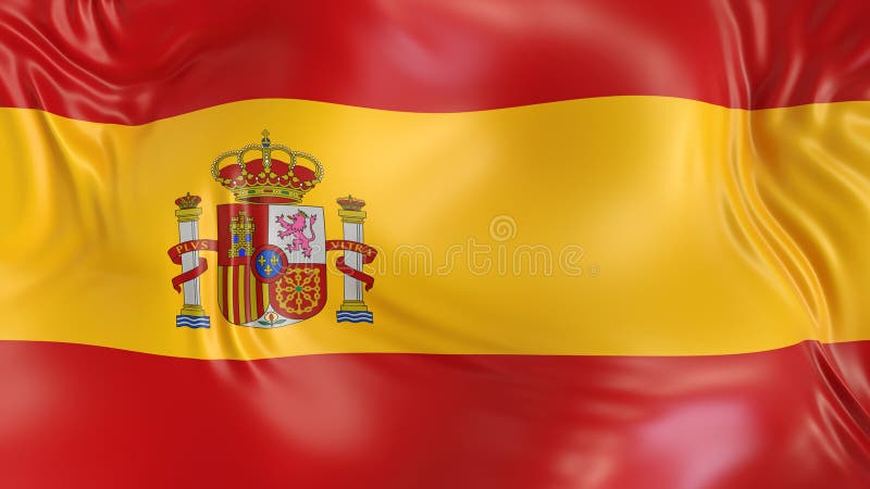 Spain Flag with Reflections. Country. 3d Render Illustration Stock ...