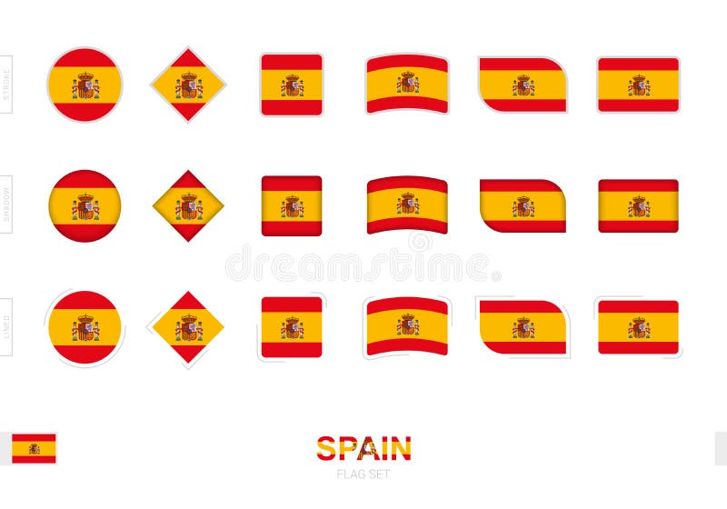 Spain Flag Set, Simple Flags of Spain with Three Different Effects ...