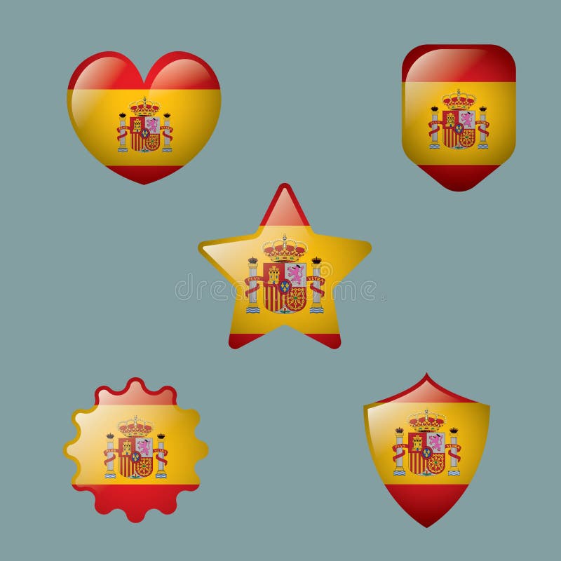Spain Flag Set. Vector Illustration Decorative Design Stock Vector ...