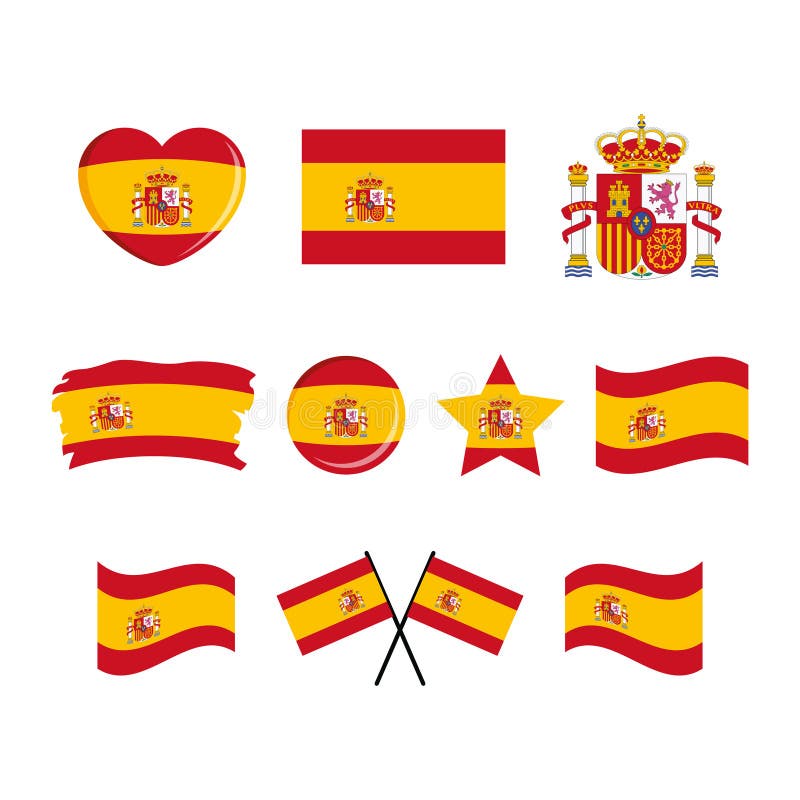 Spanish Flag Icon Set Vector Isolated on a White Background Stock ...