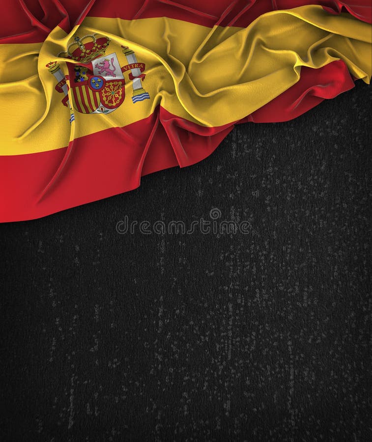 Spain Flag Vintage on a Grunge Black Chalkboard Stock Image - Image of ...