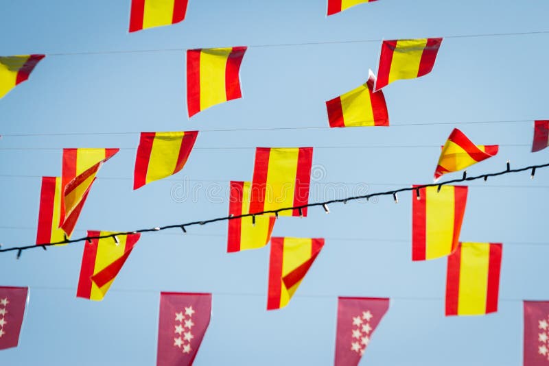 Spain Flags stock photo. Image of party, town, flags - 161328664