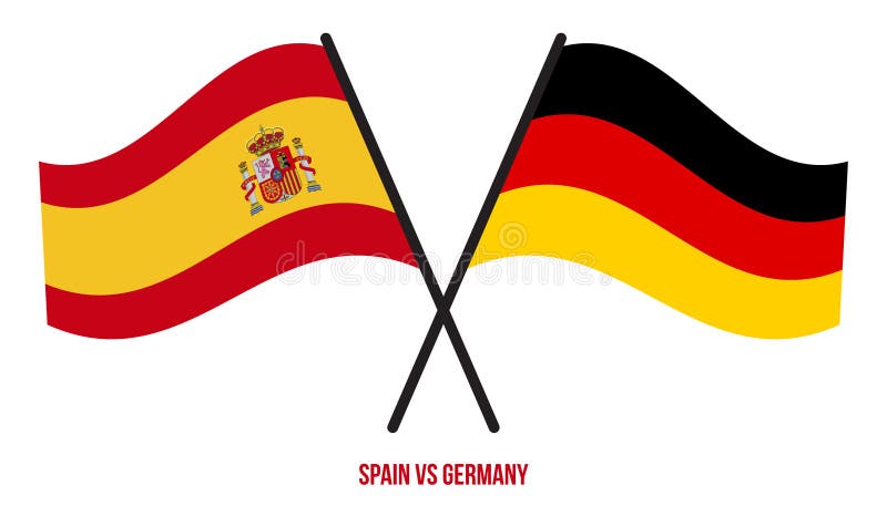 Spain Vs Germany, German Smoky Mystic Flags Placed Side By Side. Thick ...