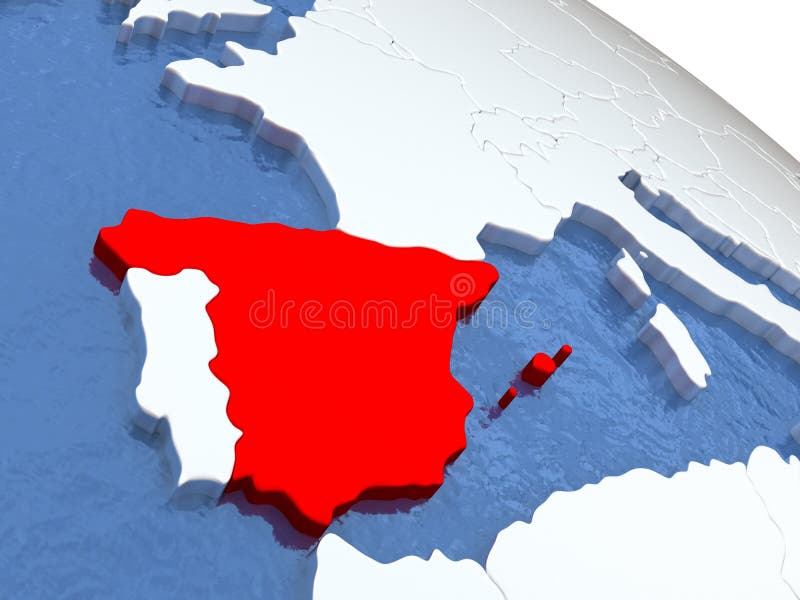 Spain on globe stock illustration. Illustration of globe - 78677447