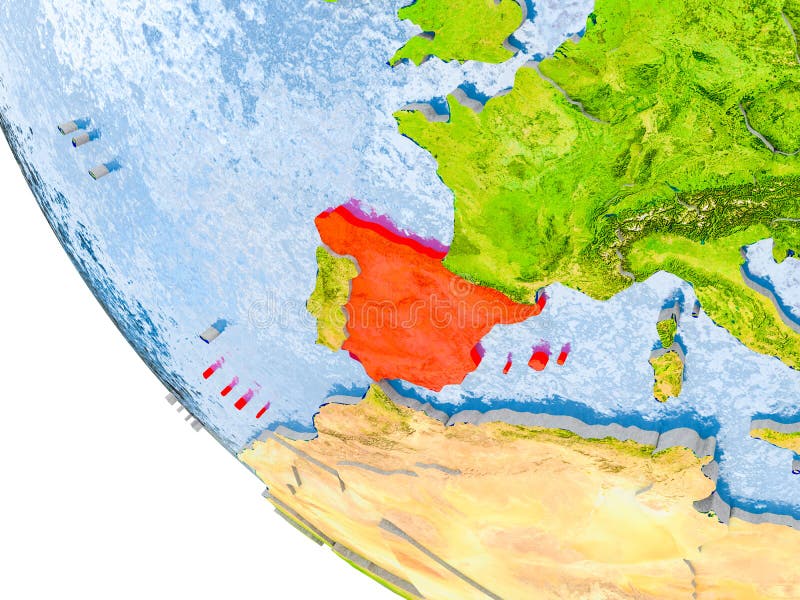 Spain on globe stock illustration. Illustration of concept - 112926745