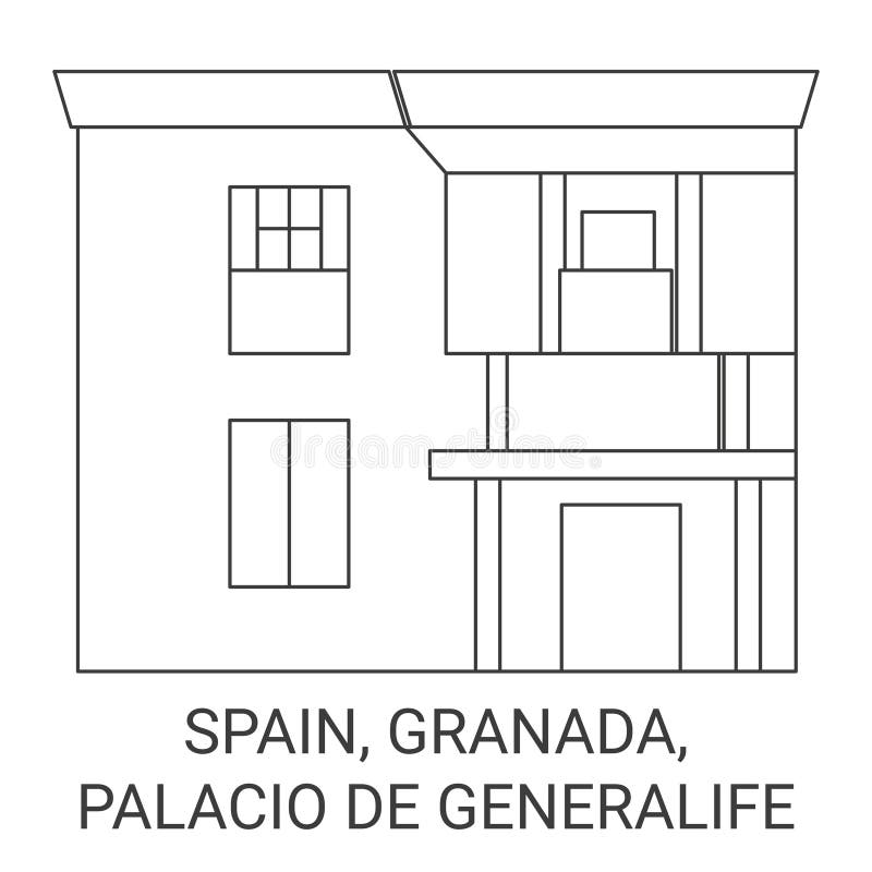 Spain, Granada, Palacio De Generalife Travel Landmark Vector ...