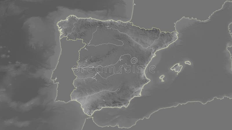 Spain - Grayscale. Country and Globe, Composition Stock Illustration ...