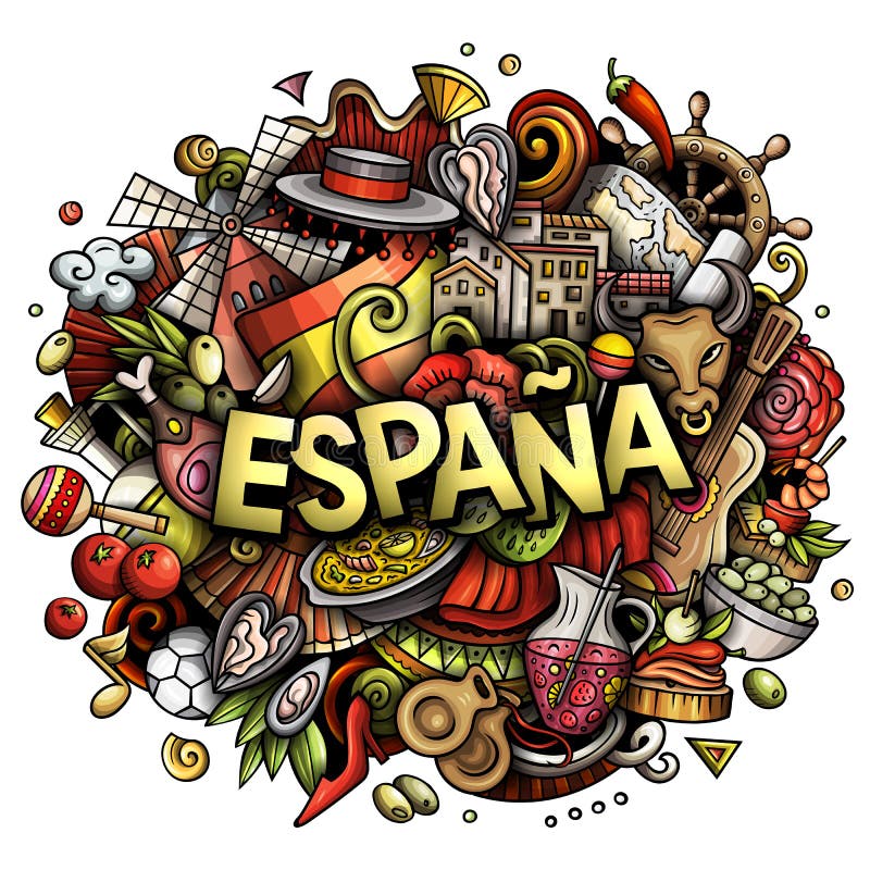 Spain Hand Drawn Cartoon Doodle Illustration Stock Vector ...