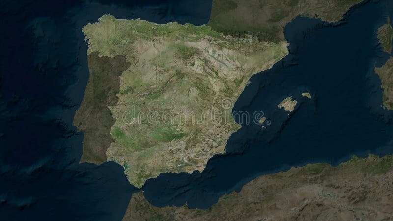 Spain Highlighted. High-res Satellite Stock Illustration - Illustration ...