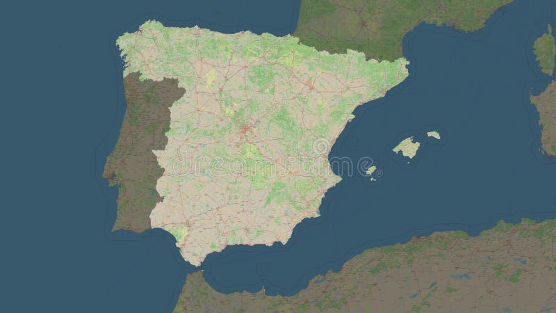 Spain Highlighted. Topo Standard Stock Illustration - Illustration of ...