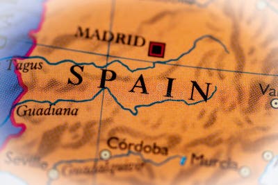 Spain Highlighted on a World Map Stock Image - Image of country, guide ...