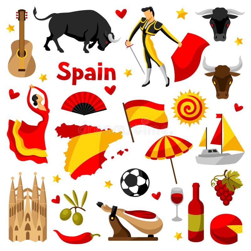 Spain icons stock vector. Illustration of architecture - 23510796