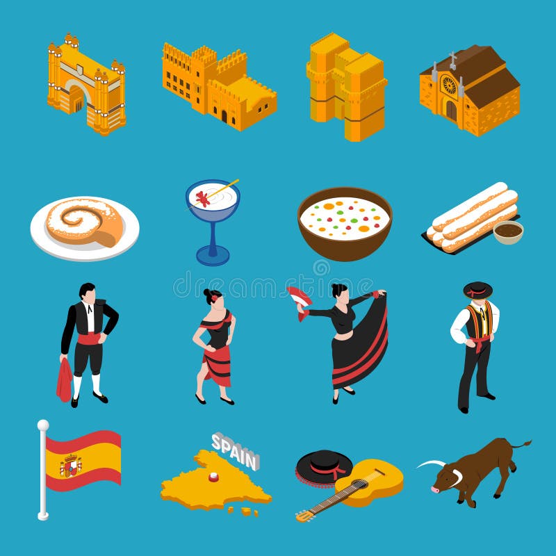 Spain Icons Set stock vector. Illustration of computer - 74924202