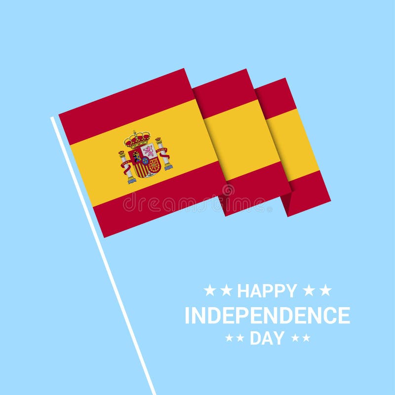 Spain Independence Day Typographic Design with Flag Vector Stock Vector ...