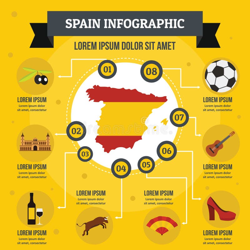 Spain Map and Infographic Elements Stock Vector - Illustration of ...