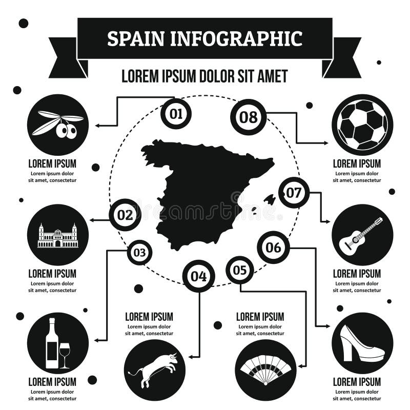Spain Map and Infographic Elements Stock Vector - Illustration of ...