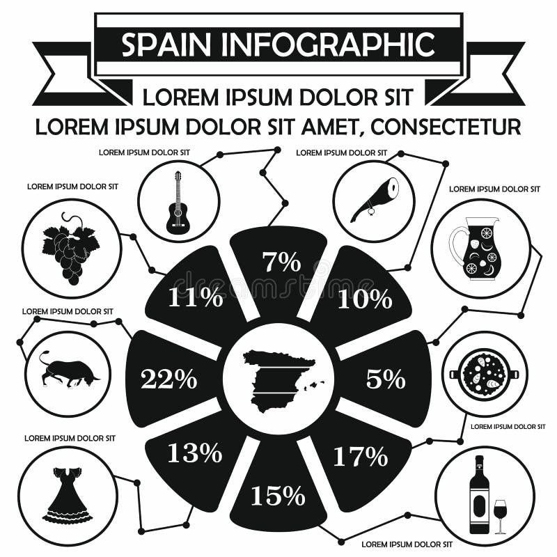 Spain Infographic Elements, Simple Style Stock Vector - Illustration of ...