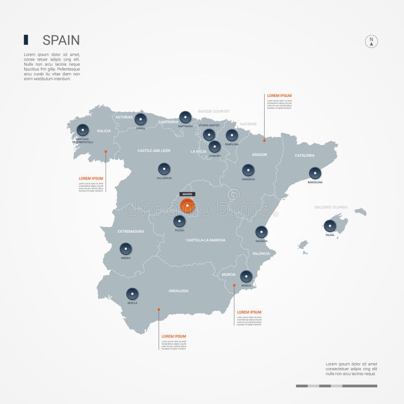 Spain Infographic Map Vector Illustration. Stock Vector - Illustration ...