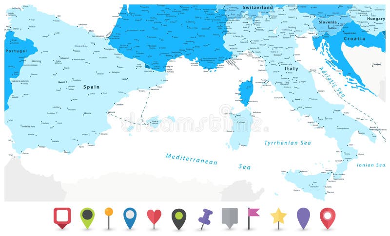 Spain and Italy Map stock vector. Illustration of outline - 174855201