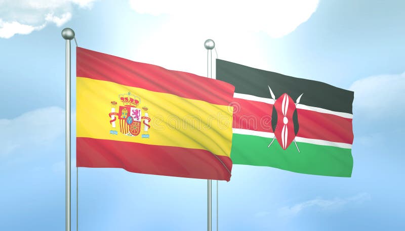 Spain and Kyrgyzstan Flag Together a Concept of Relations Stock ...