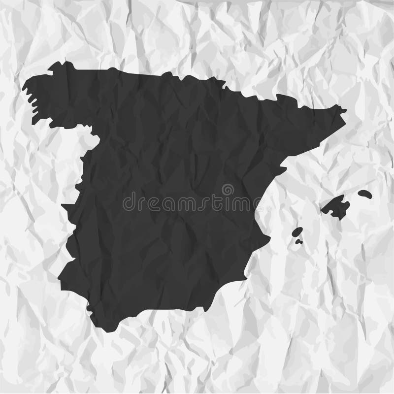 Spain Old Map with Grunge and Crumpled Paper. Vector Illustration Stock ...