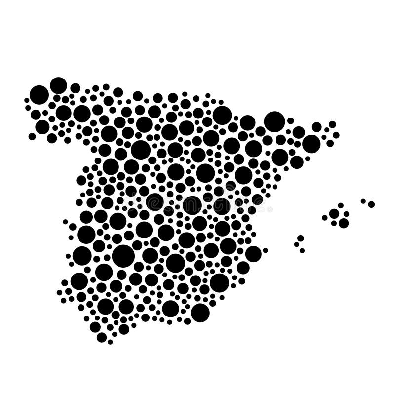 Spain Map from Black Isolines or Level Line Geographic Topographic Map ...