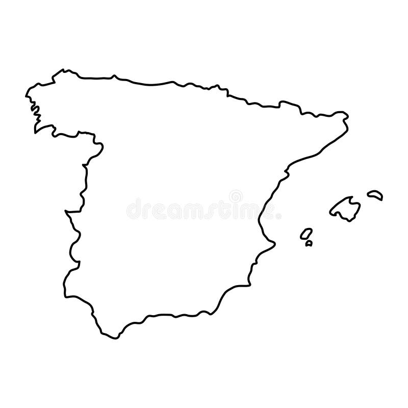 Spain Map of Black Contour Curves Illustration Stock Illustration ...