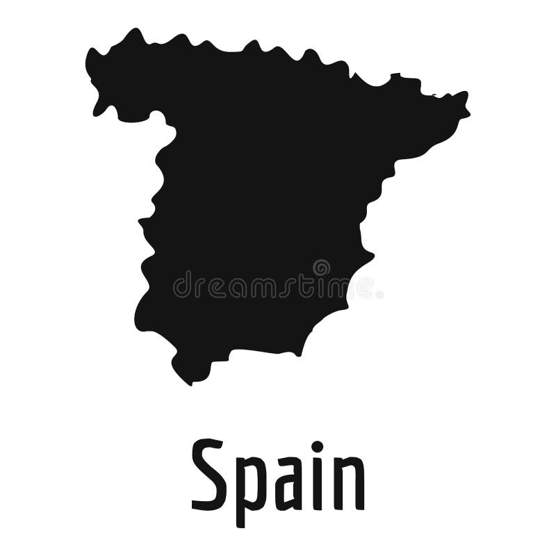 Spain map in black simple stock illustration. Illustration of digitally ...