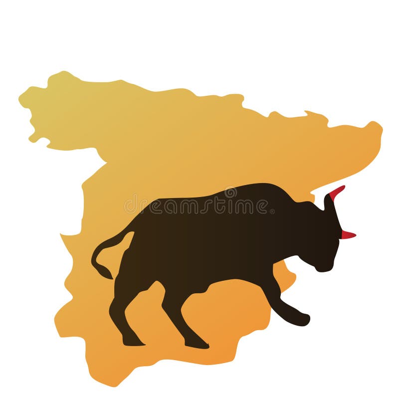 Spain Map and Bull. Vector Illustration Decorative Design Stock Vector ...