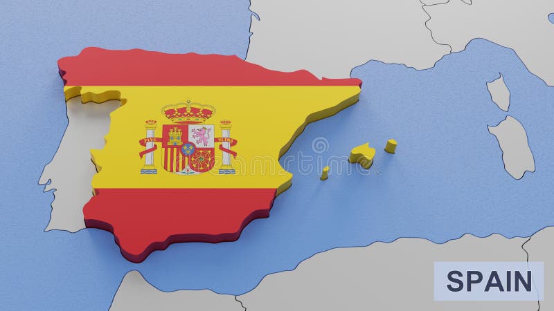Spain map 3D illustration stock illustration. Illustration of nation ...