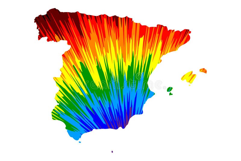 Spain - Map is Designed Rainbow Abstract Colorful Pattern Stock Vector ...