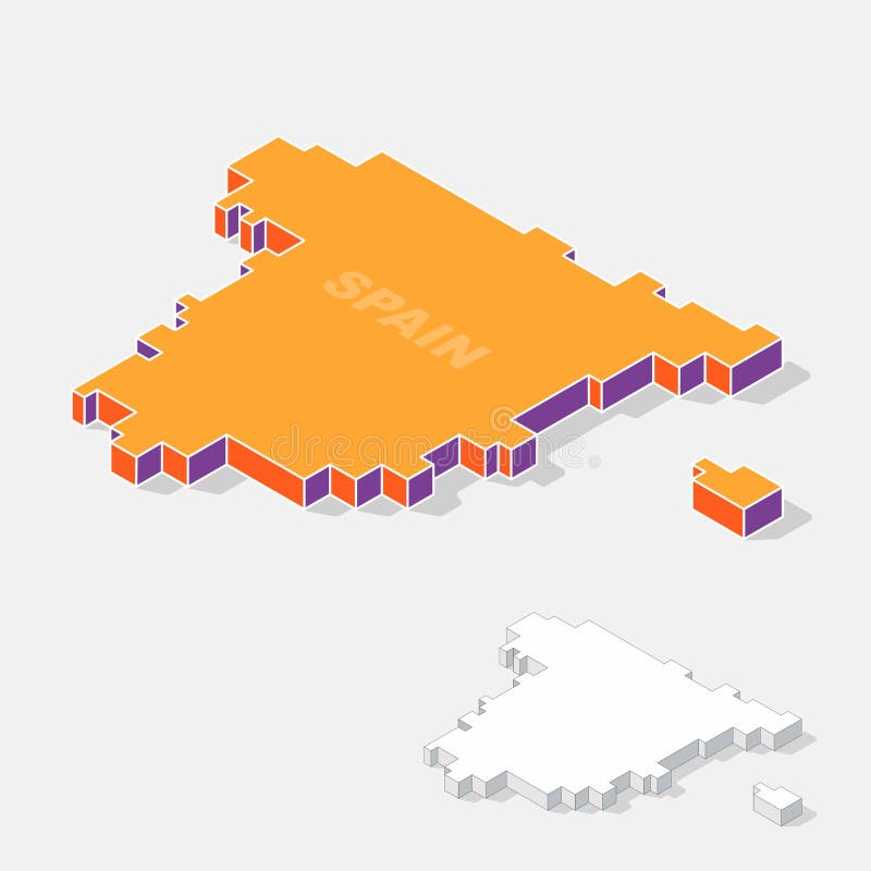 Spain Map Element with 3D Isometric Shape Isolated on Background Stock ...