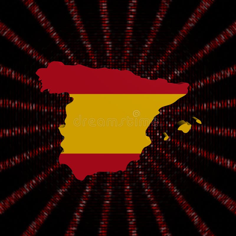 Spain Map Flag on Red Hex Code Burst Illustration Stock Illustration ...