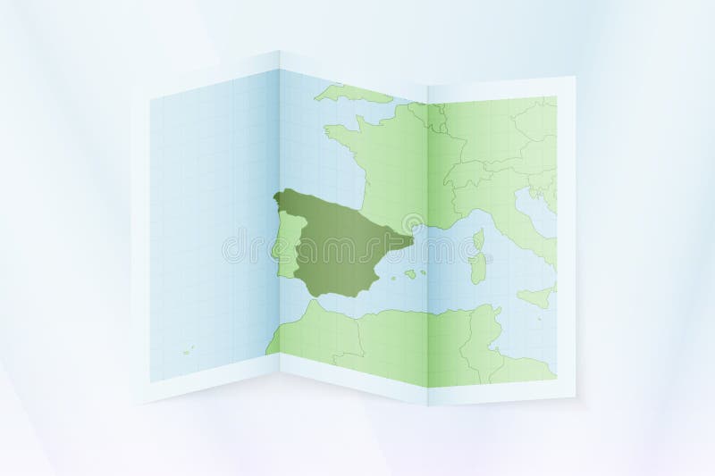 Spain Map, Folded Paper with Spain Map Stock Vector - Illustration of ...
