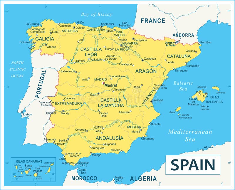 Spain Map - Highly Detailed Vector Illustration Stock Vector ...