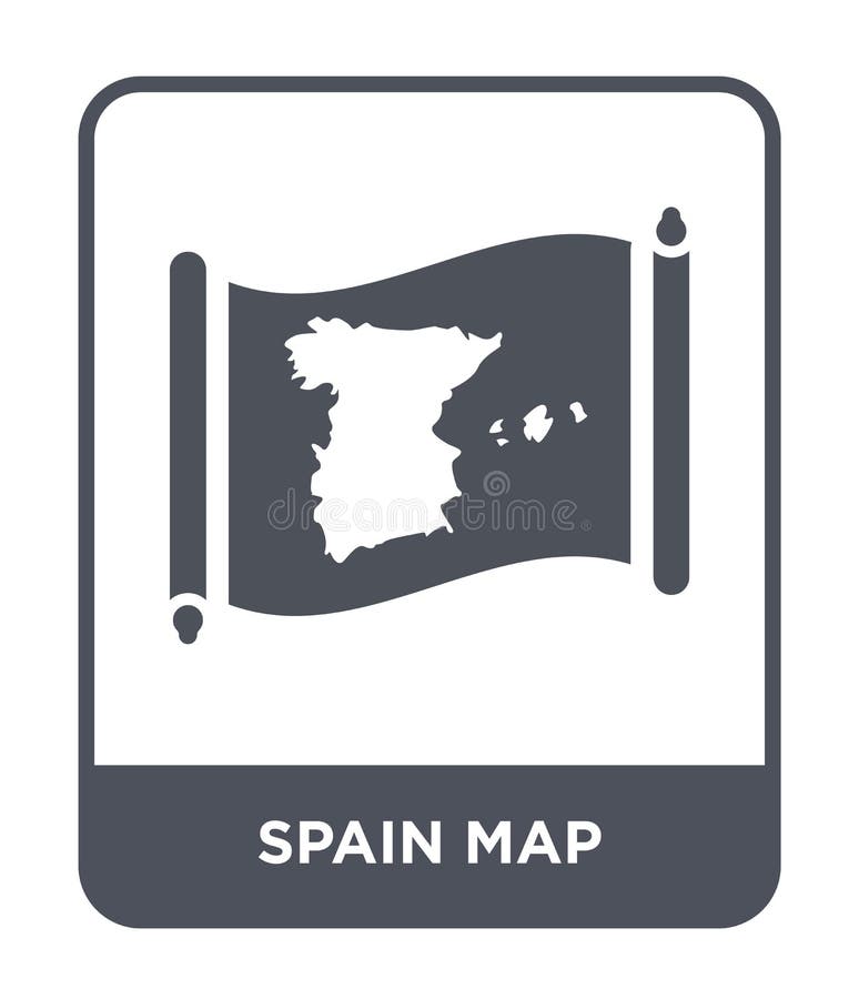 Spain Map Icon in Trendy Design Style. Spain Map Icon Isolated on White ...
