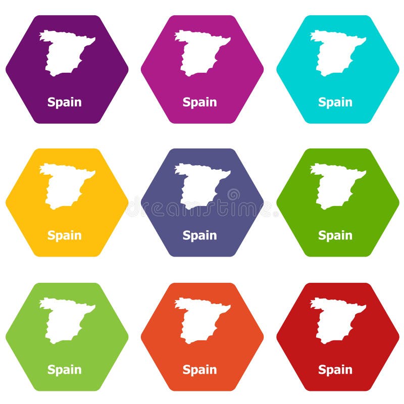 Spain Map Icons Set 9 Vector Stock Vector - Illustration of europe ...