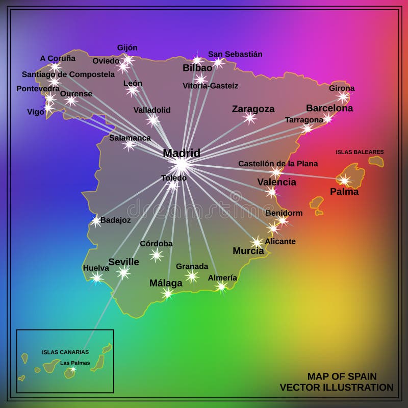 Spain Map Illustration. Vector. Stock Vector - Illustration of country ...