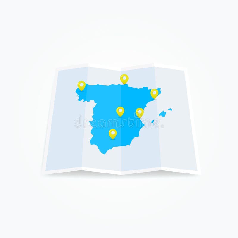 Spain Map with Location Pins Stock Vector - Illustration of graphic ...