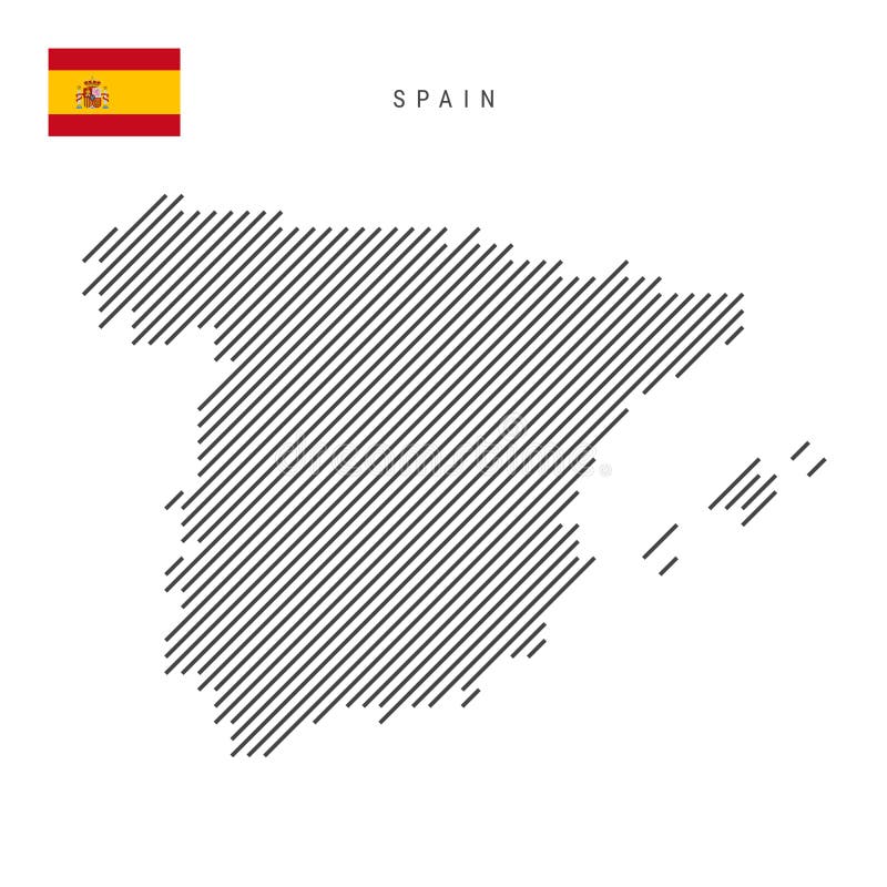 Spain Map from Pattern of Black Slanted Parallel Lines. Flat Vector ...