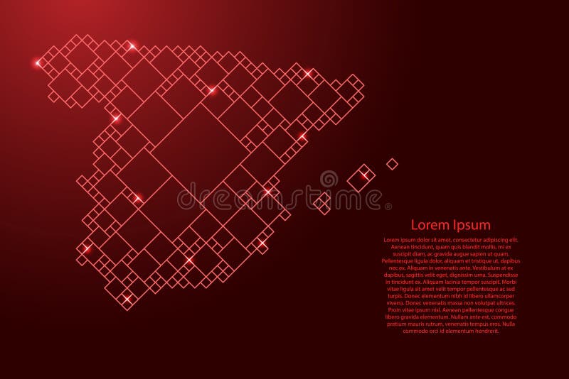 Spain Map from Red Pattern from a Grid of Squares of Different Sizes ...