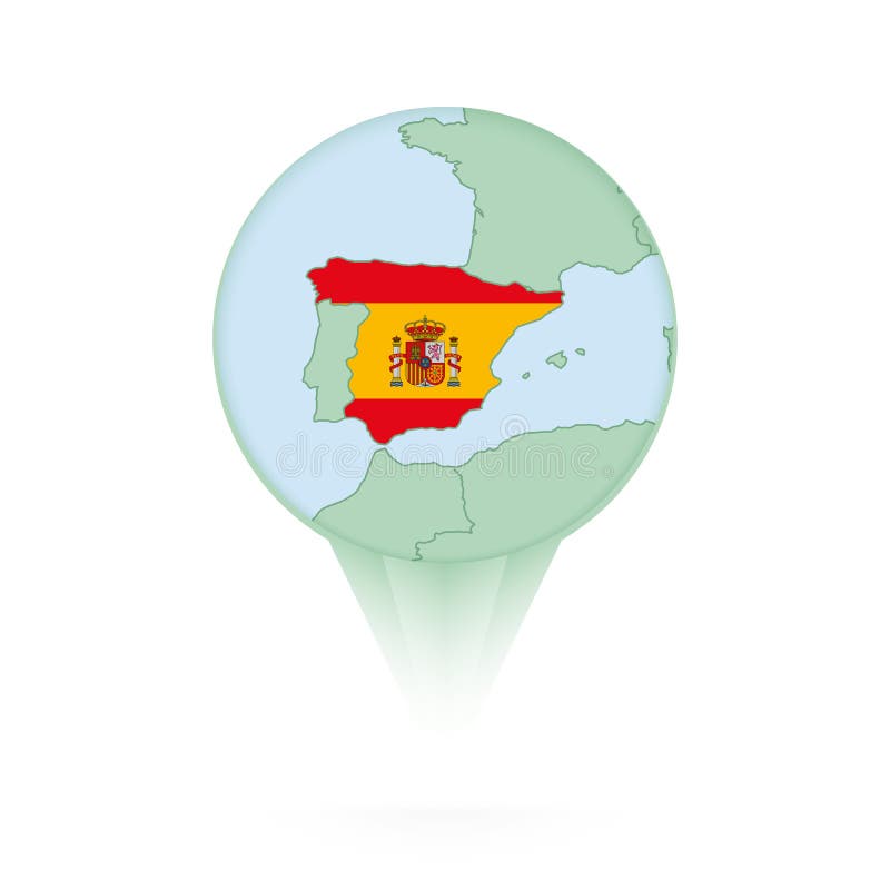 Spain Map, Stylish Location Icon with Spain Map and Flag Stock Vector ...