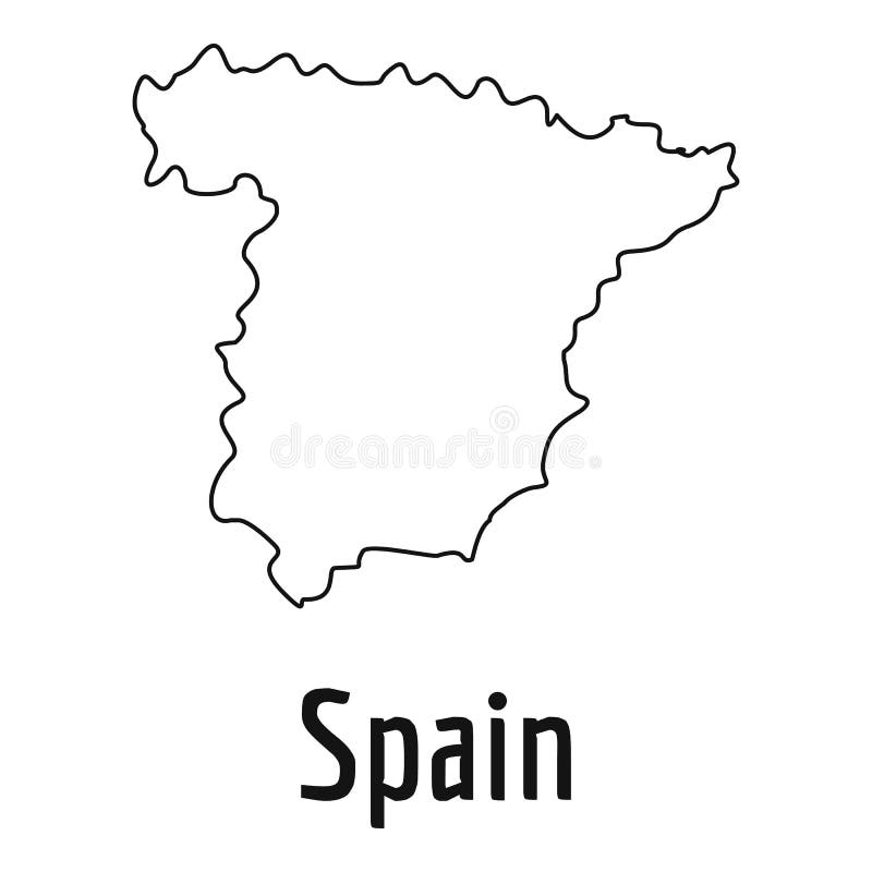 Spain Map Thin Line Vector Simple Stock Vector - Illustration of clip ...