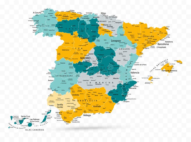 Spain Map on Transparent Background Stock Vector - Illustration of ...