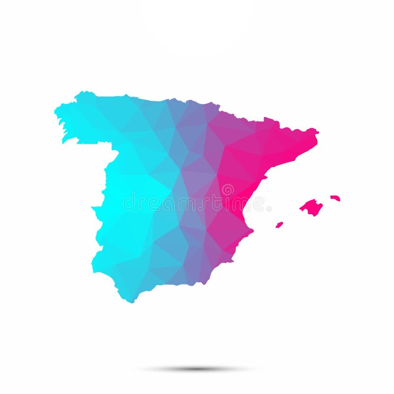 Spain Map Triangle Low Poly Geometric Polygonal Abstract Style. Stock ...